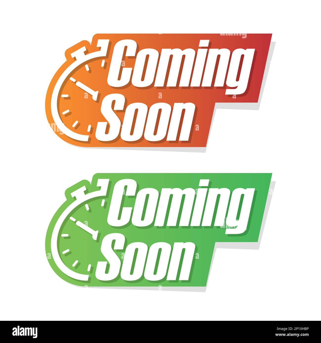 Coming soon banner icon in flat style. Promotion label vector ...