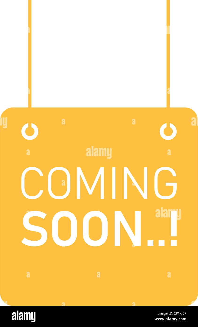Coming soon banner icon in flat style. Promotion label vector ...