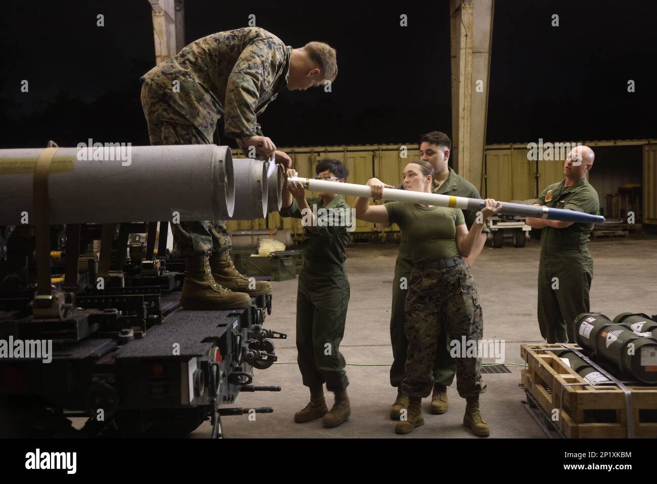 U.S. Marines with Marines Aviation Logistics Squadron (MALS) 12 build ...