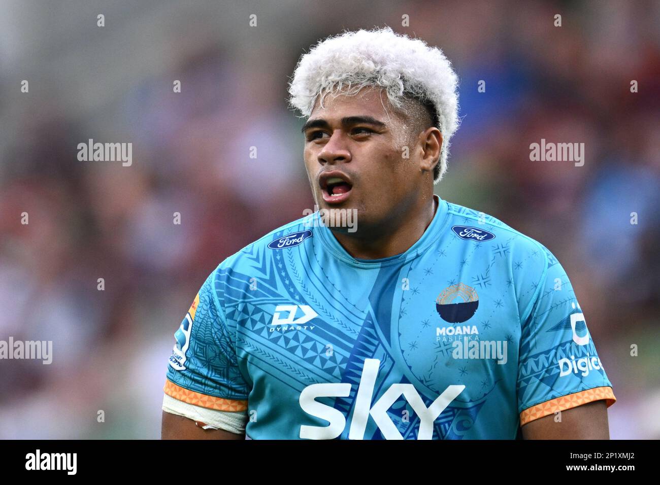 Lotu Inisi of Moana Pasifika during the Super Rugby Pacific Round 2 ...