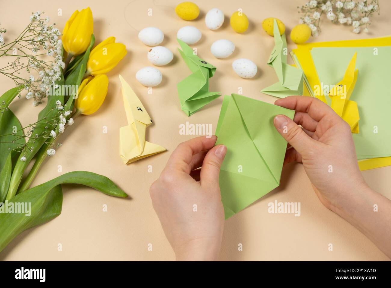 Handicrafts from paper for Easter - origami, making figurines of Easter ...