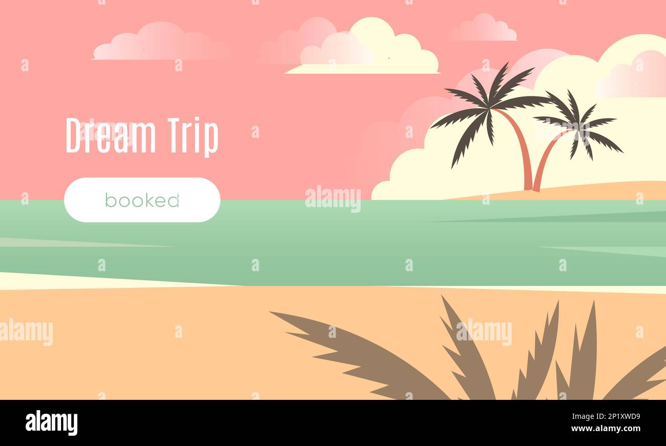 Summer Sea Beach Landscape with palm and clouds. Beautiful Seascape web ...