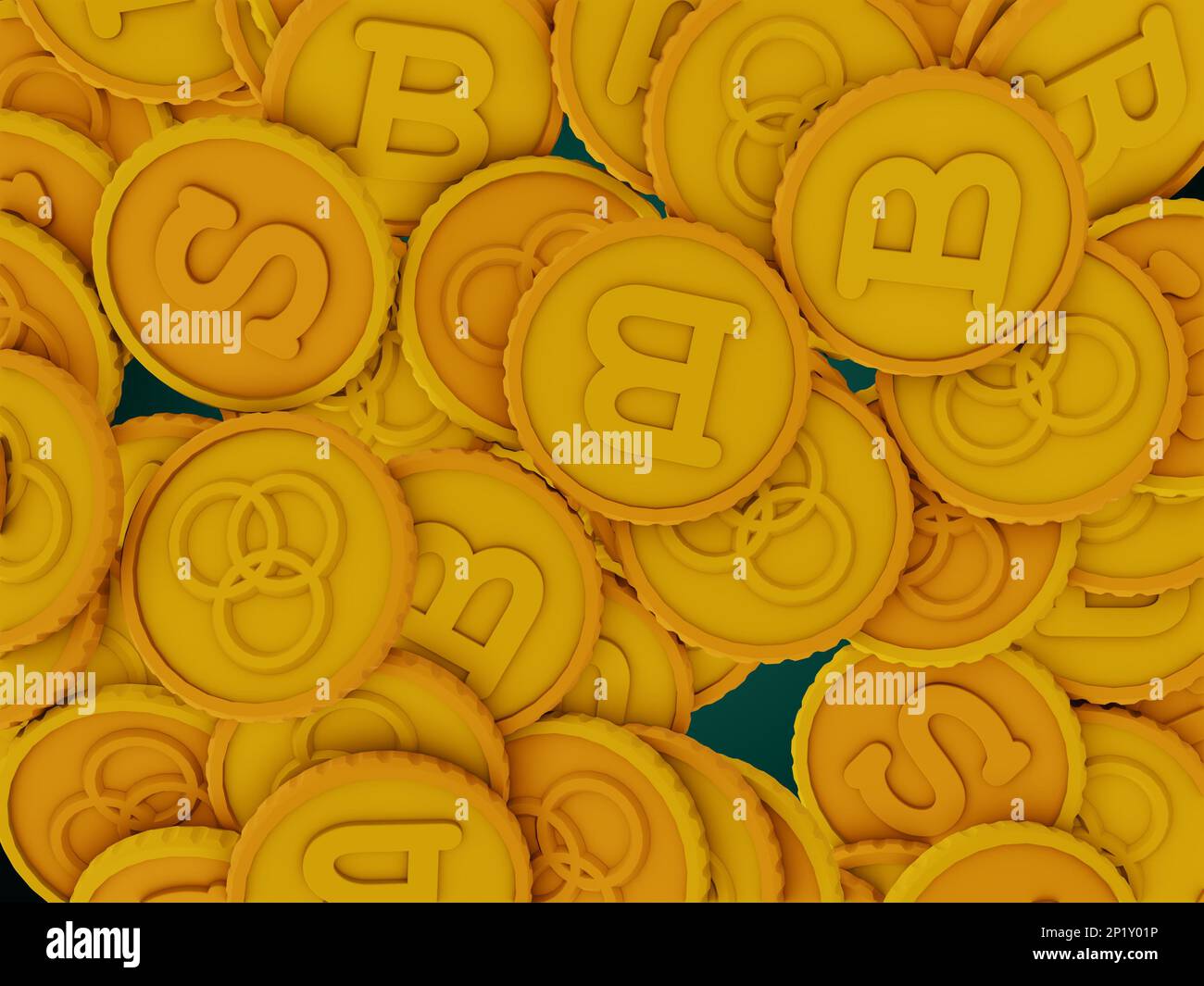 Money coins and tokens piled and stacked on gradient background 3D ...