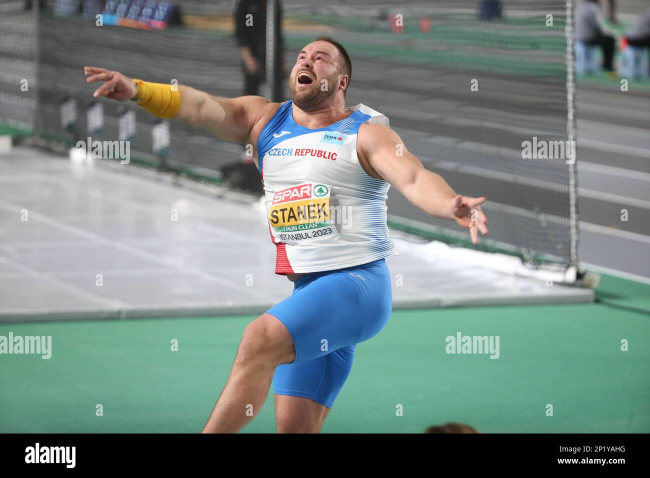 Tomas Stanek of Czech Republic, Final Men's Shot Put during the European Athletics Indoor ...