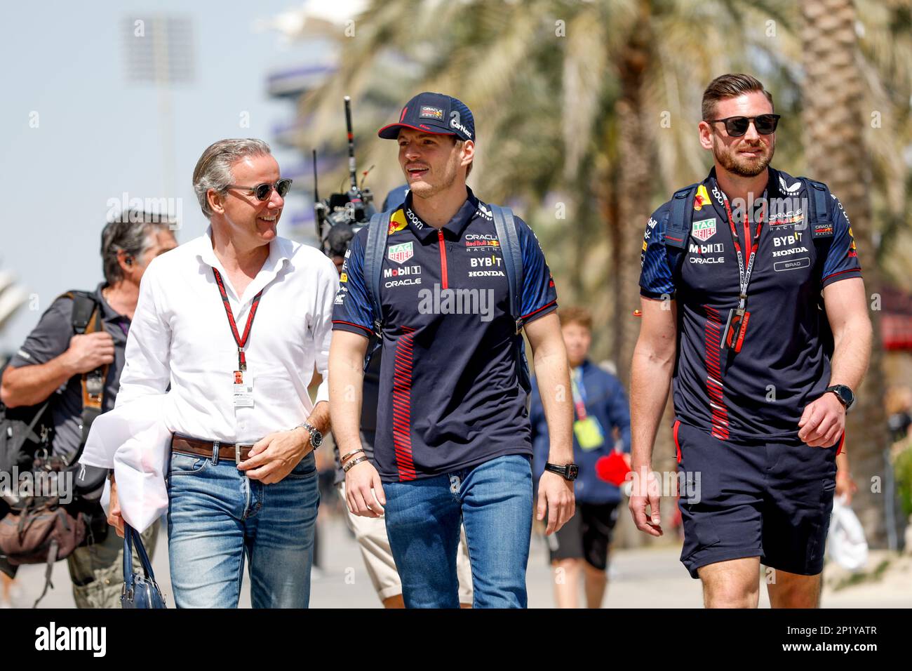 VERSTAPPEN Max (ned), Red Bull Racing RB19, with his manager VERMEULEN ...
