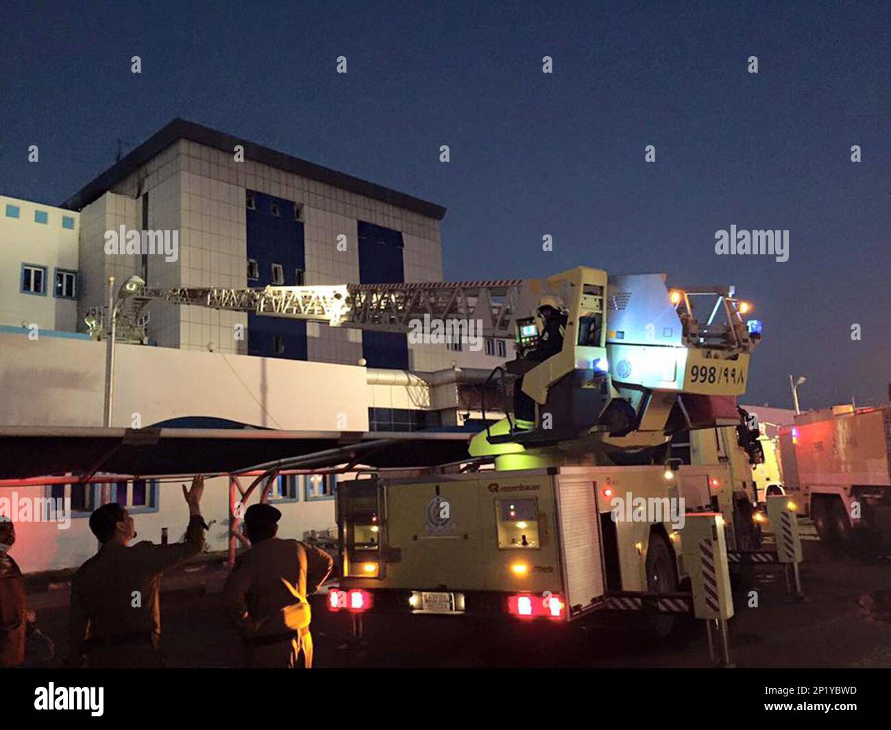 This image released by the Saudi Civil Defense hows firefighters ...