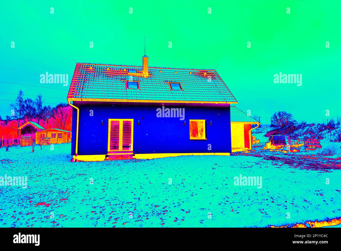 Low emission house and heat losses measurement result. Building after ...