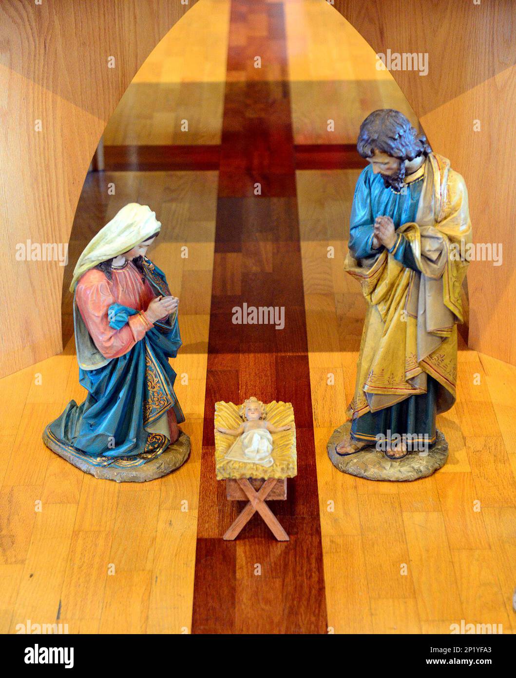 This Dec. 16, 2015 photo shows Mary, Joseph and baby Jesus, pieces of a ...