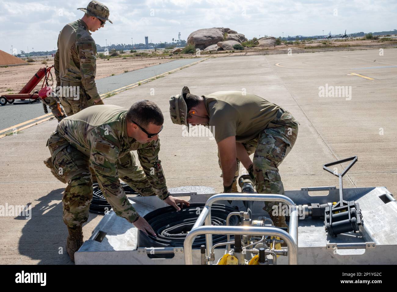 U.S. Air Force Airmen assigned to the 378th Expeditionary Logistics ...
