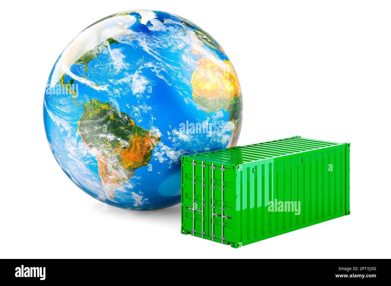 Cargo container with Earth Globe, 3D rendering isolated on white ...