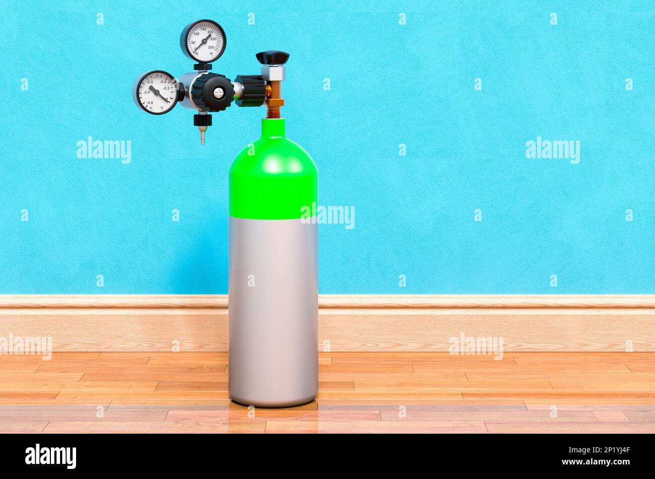 Gas cylinder in room near wall, 3D rendering Stock Photo - Alamy