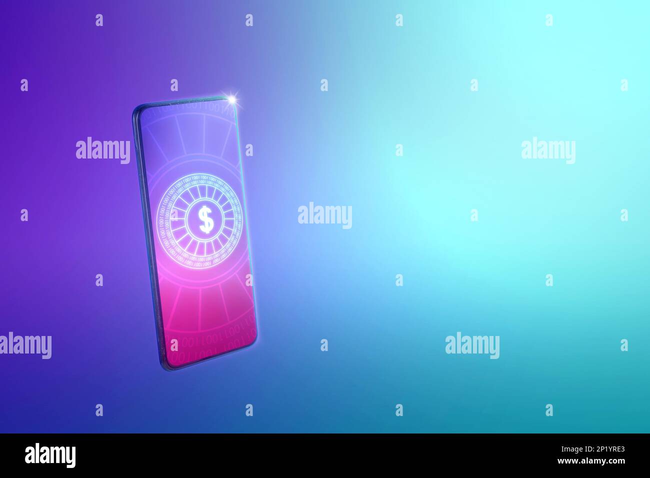 Mobile phone screen with symbol button on a colored background Stock ...