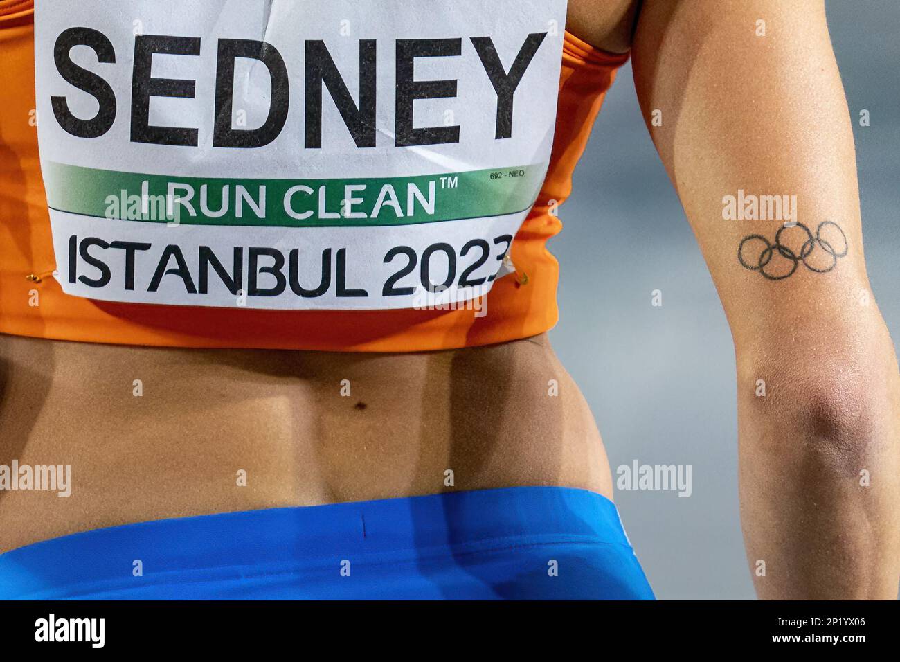 ISTANBUL - Zoe Sedney in action on 60 meters hurdles on the third day ...