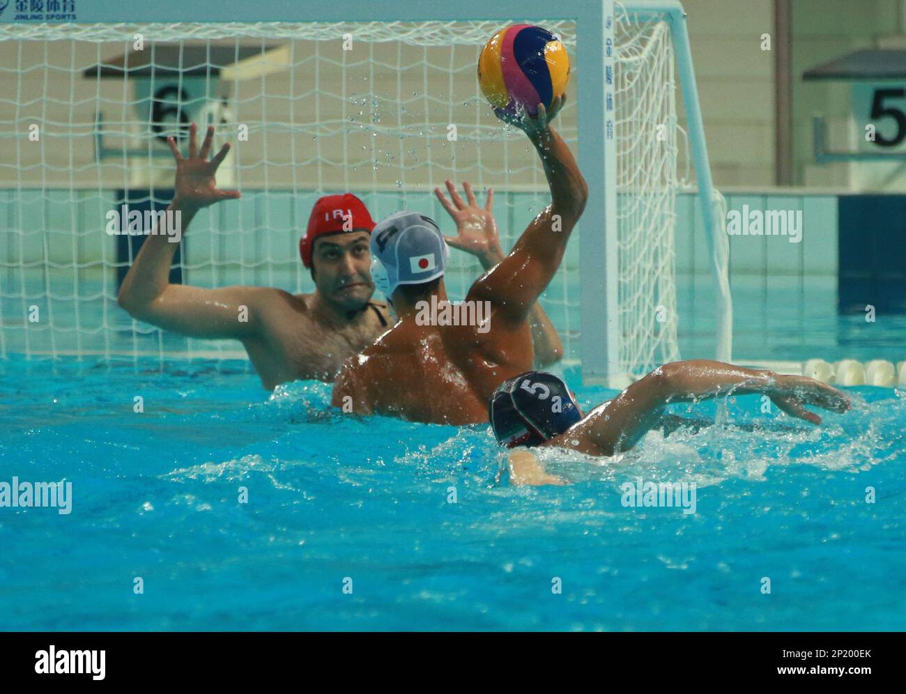 A player of Japan men's national water polo team competes against ...