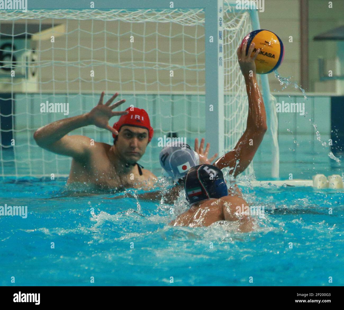 A player of Japan men's national water polo team competes against ...