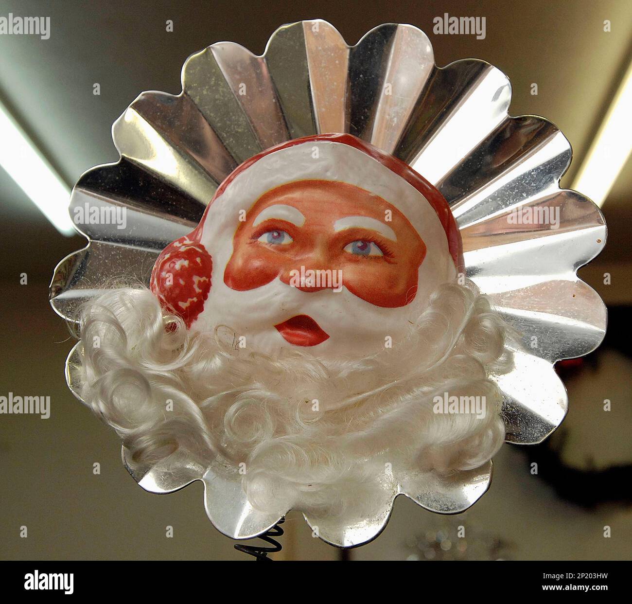 In this Dec. 13, 2015 photo, a Santa tree topper is part of LeRoy, Ill ...