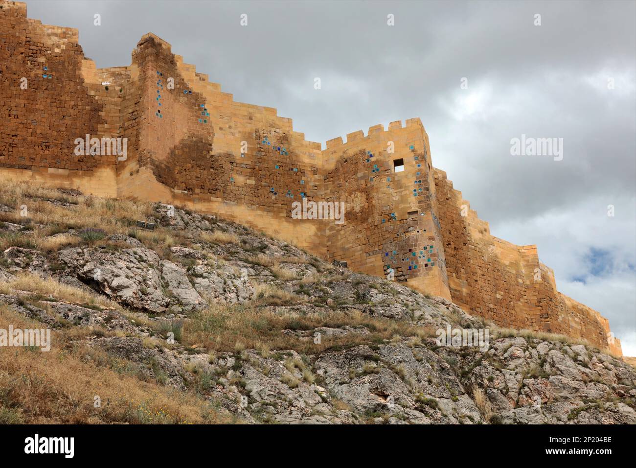 Wall ruins of Bayburt Castle. The castle was repaired during the ...