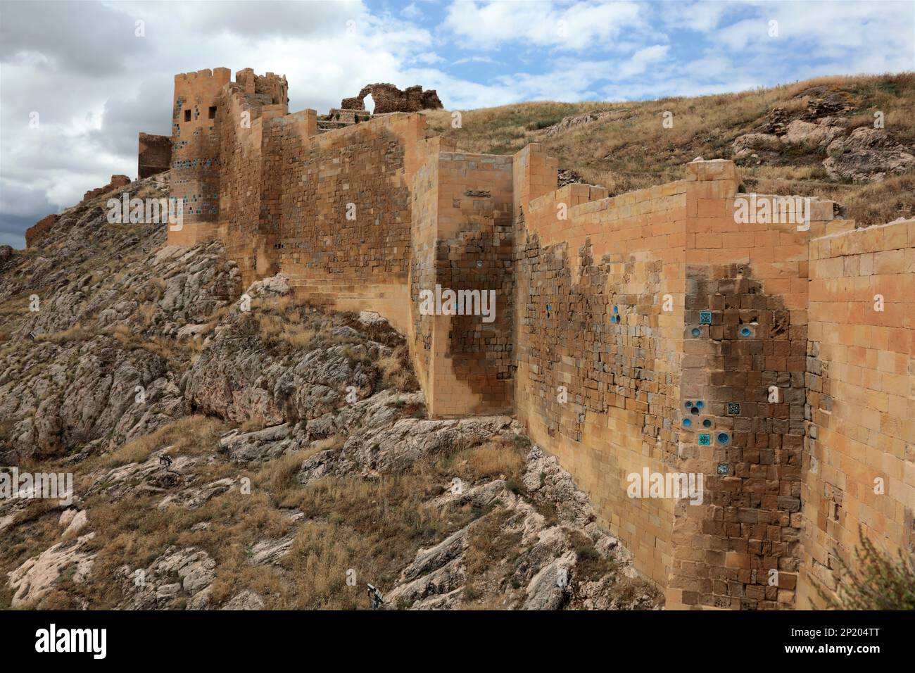 Wall ruins of Bayburt Castle. The castle was repaired during the ...