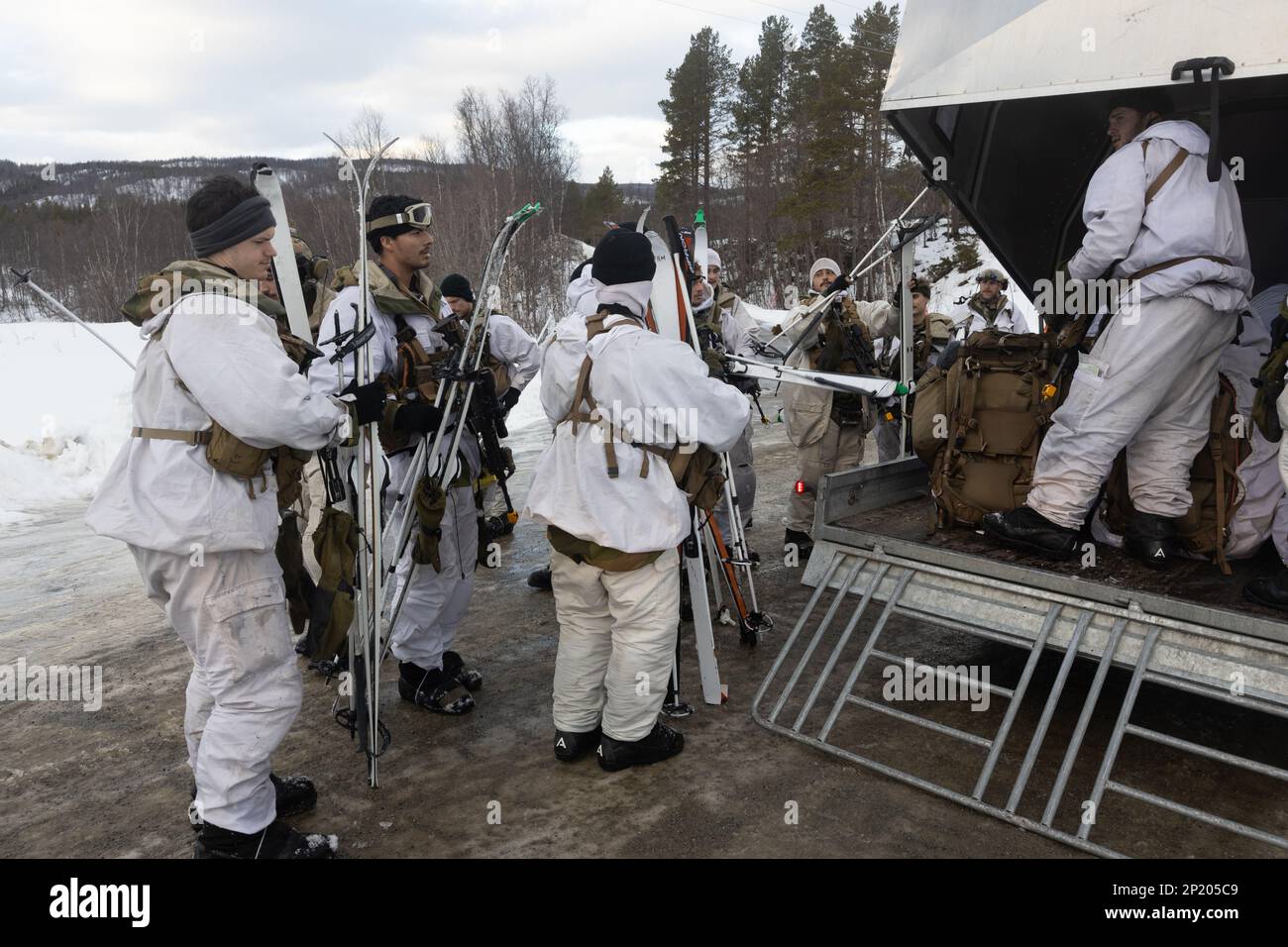 U.S. Marines with 2d Reconnaissance Battalion, 2d Marine Division, load ...
