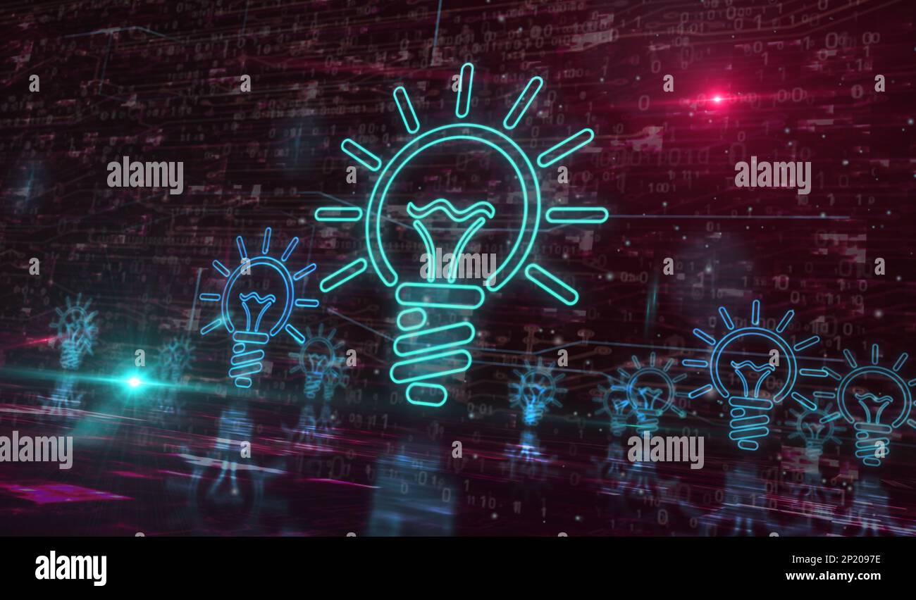 Bulb idea creative innovation and success inspiration symbol digital ...