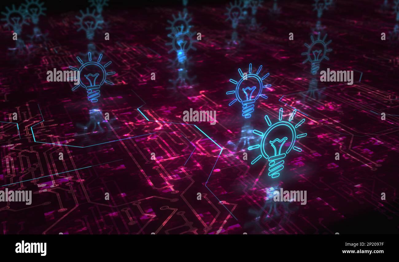 Bulb idea creative innovation and success inspiration symbol digital ...