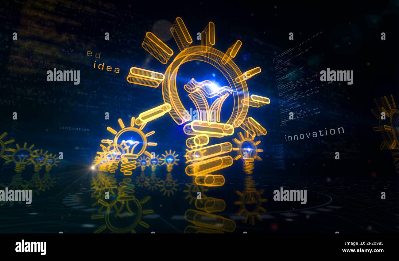 Bulb idea creative innovation and success inspiration symbol digital ...