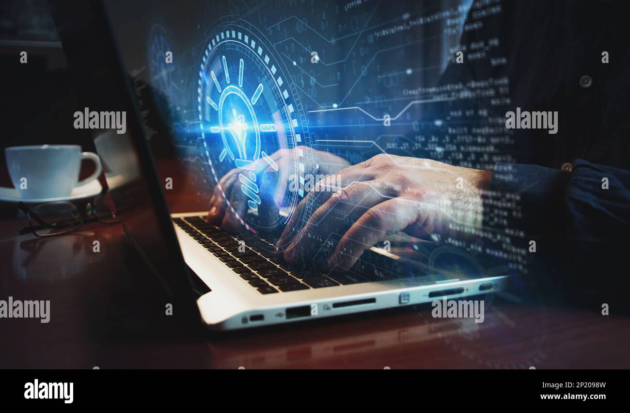 Bulb idea creative innovation and success inspiration symbol and man ...