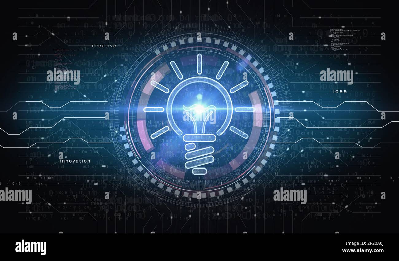 Bulb idea creative innovation and success inspiration symbol digital ...