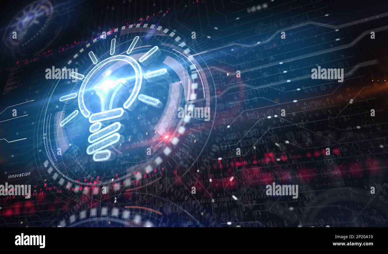 Bulb idea creative innovation and success inspiration symbol digital ...