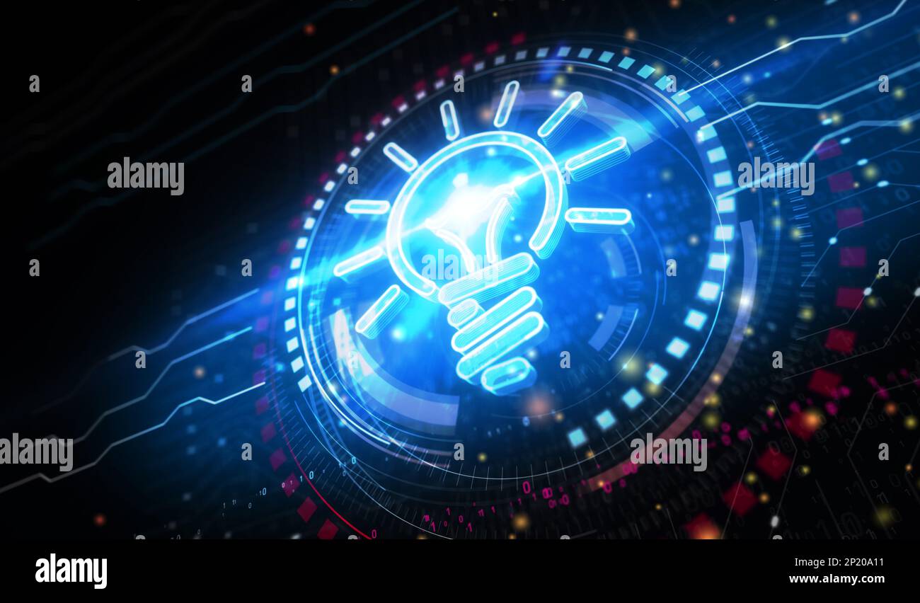 Bulb idea creative innovation and success inspiration symbol digital ...