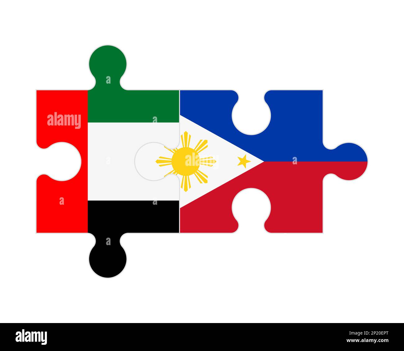 Connected puzzle of flags of United Arab Emirates and Philippines ...