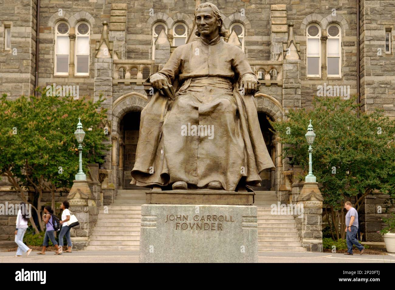 A statue of Georgetown University's founder John Carroll at the main ...