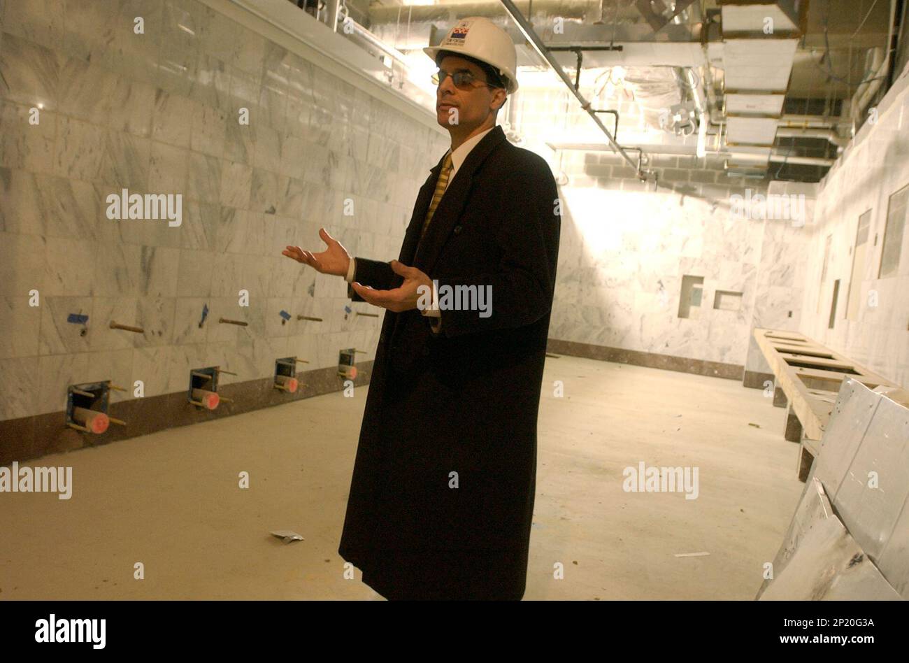 Tom Fontana, communications director of the CVC, talks about a restroom ...