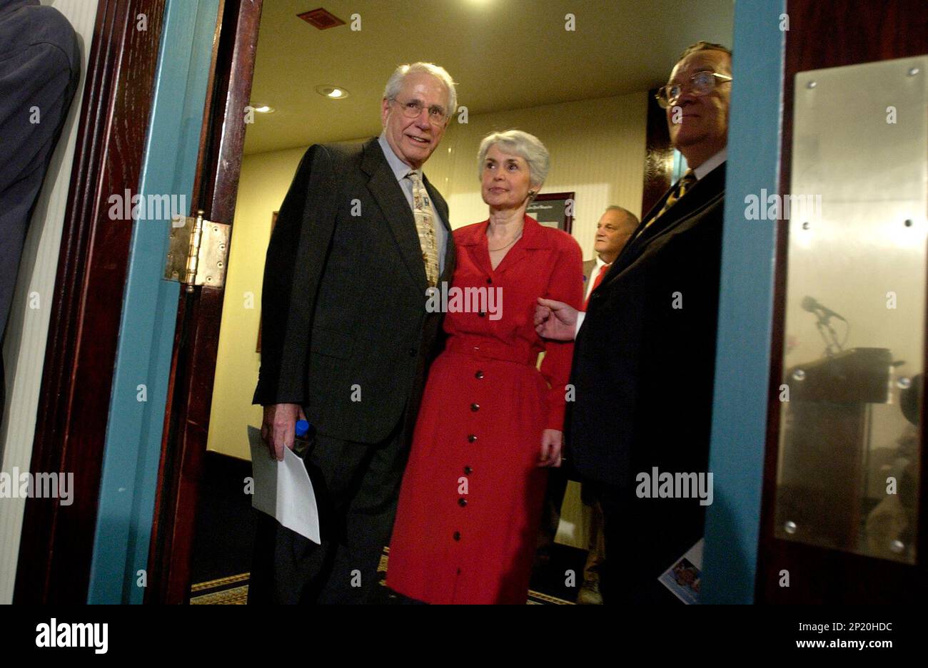 Former Senator Mike Gravel waits with his wife Whitney, before entering ...