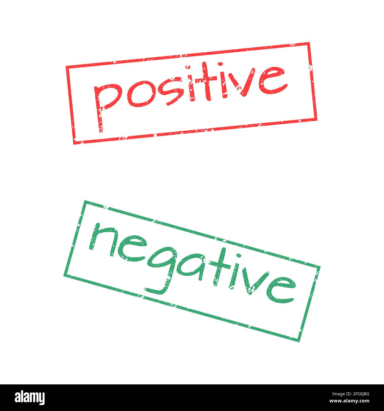 Set of rectangular stamps negative and positive result on white ...