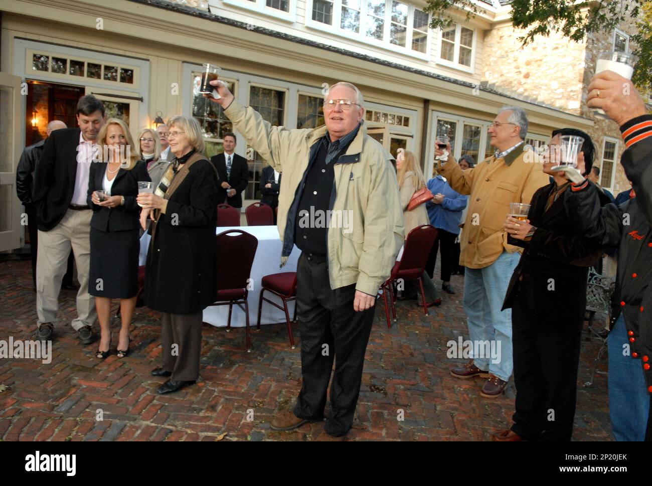 Rep. Joe Pitts, proposes a toast to John Geewax, far left, who hosted a ...