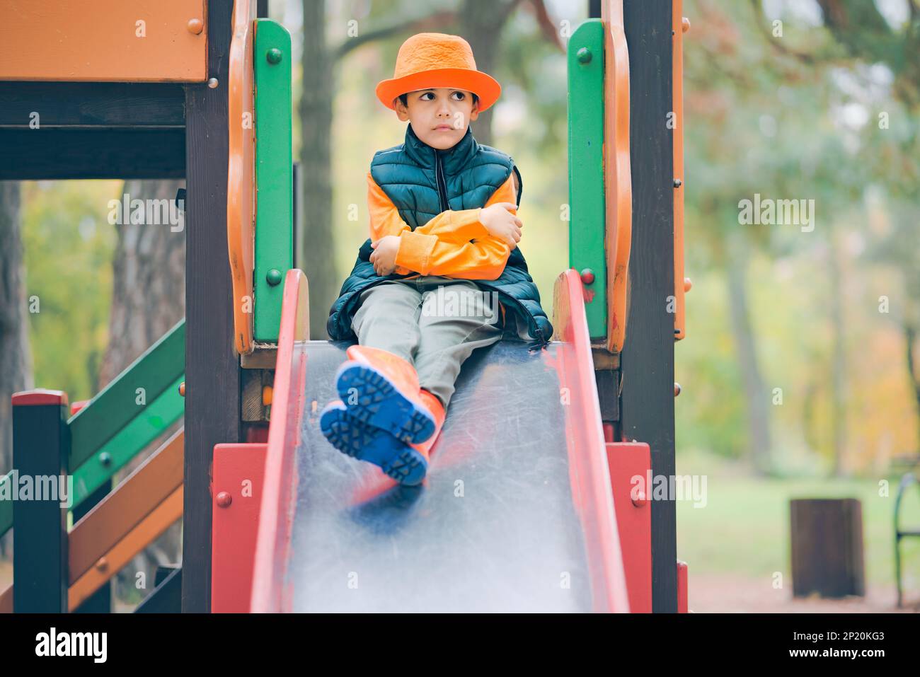 Child Playing Alone At School