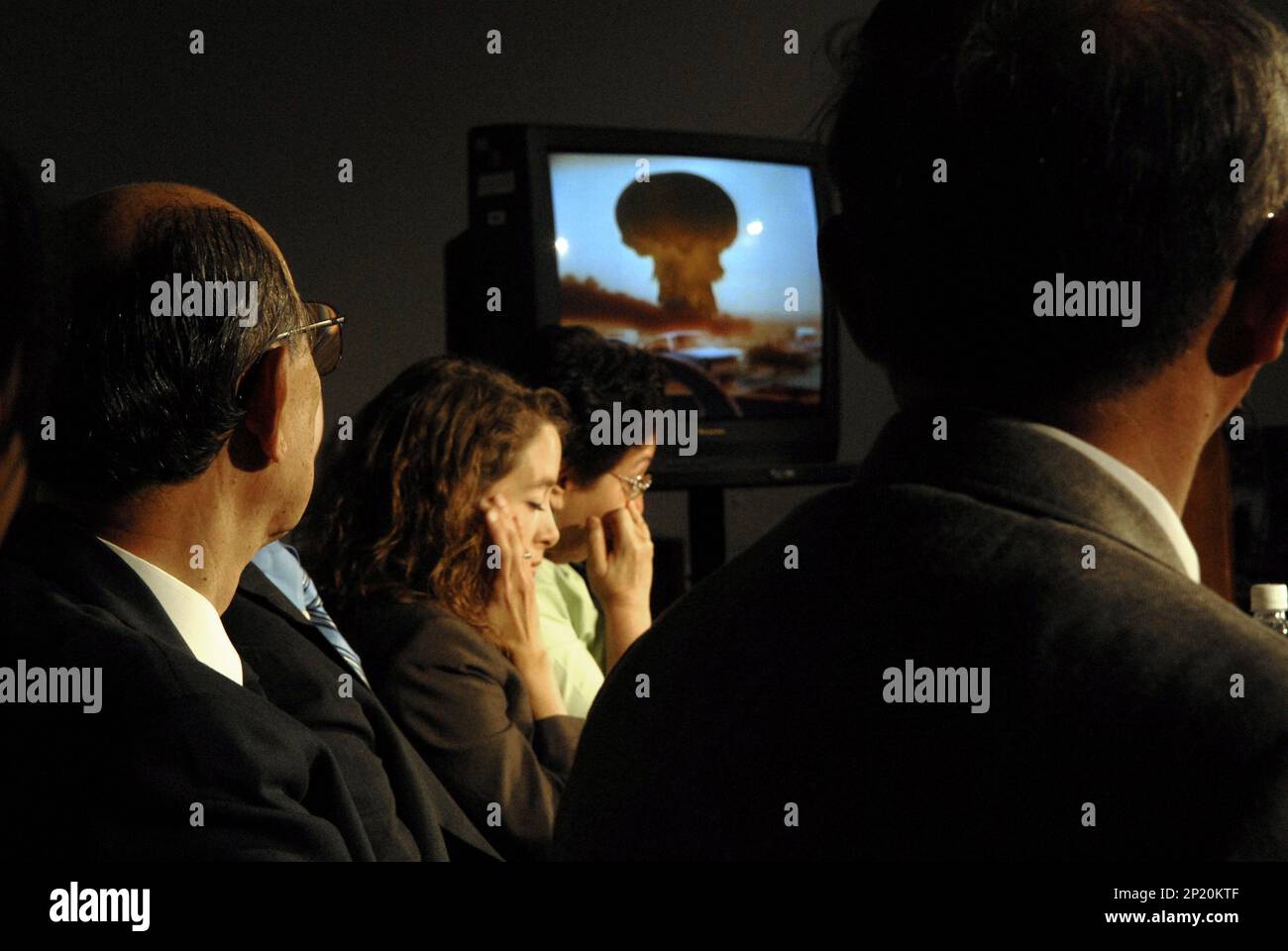 Reactions where strong to a graphic film clip of nuclear explosions ...