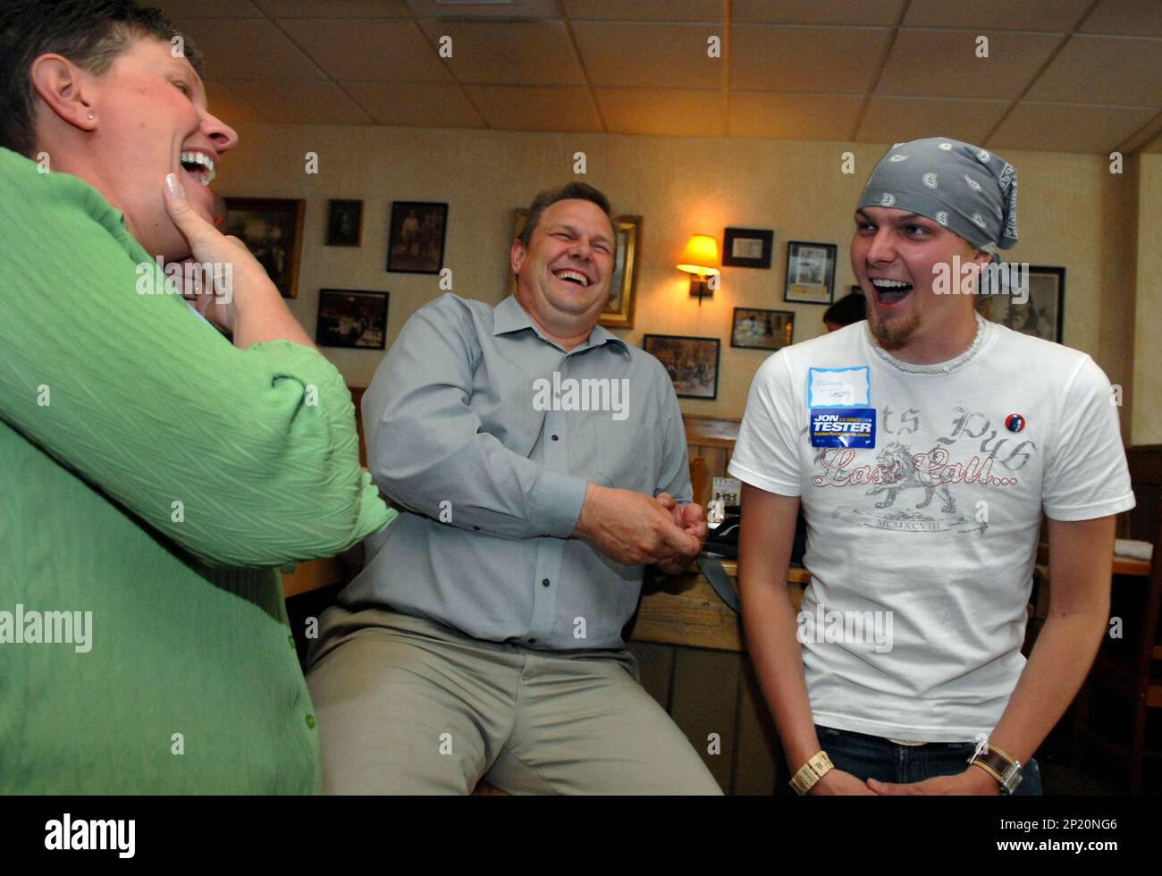 Senate candidate Jon Tester (D) shares a laugh with his wife Sharla and ...