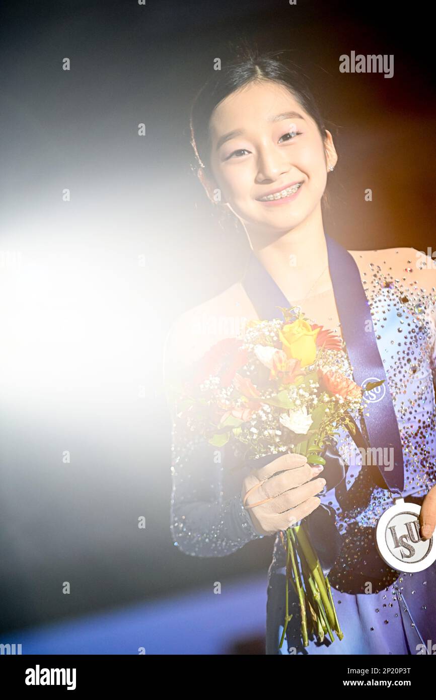 Jia SHIN (KOR) second place, during Victory Ceremony at ISU World Junior Figure Skating ...