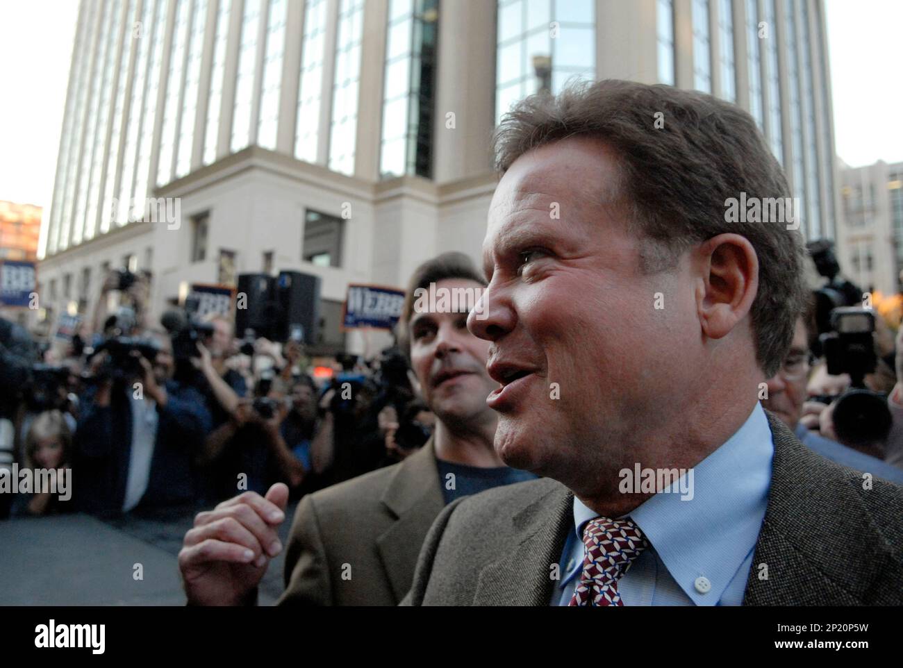Senator-elect Jim Webb, D-Va., arrives at a rally at Courthouse Plaza ...