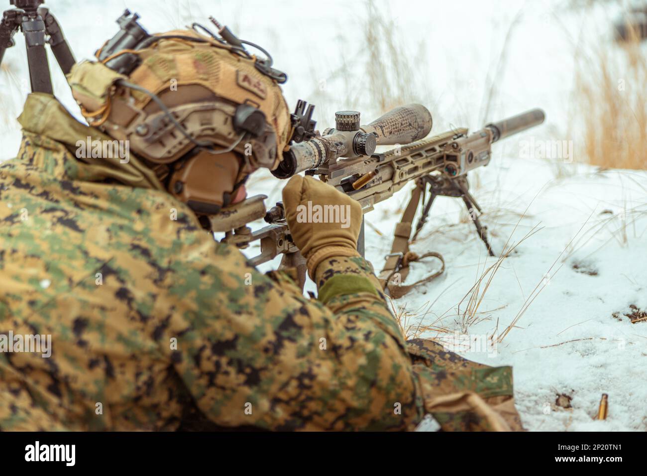 U.S. Marine Corps Sgt. Aaron Meeke, a scout sniper, from Battalion Landing Team 1/4, 31st Marine ...