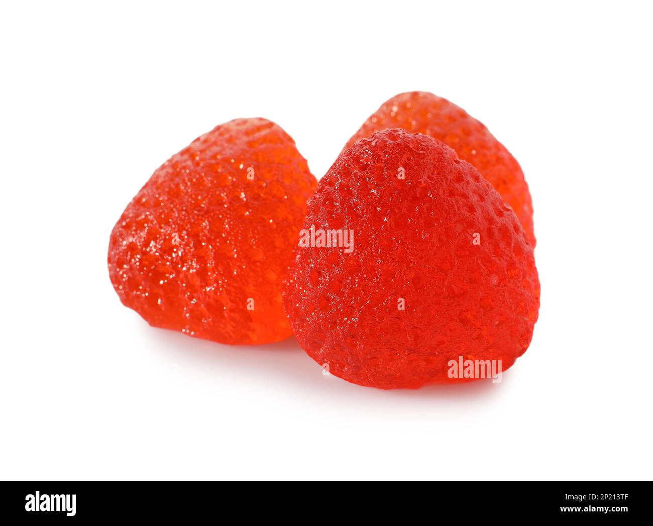 Delicious gummy strawberry candies on white background Stock Photo - Alamy
