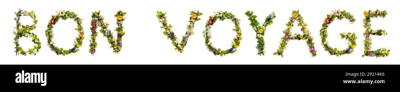 Colorful Blooming Flower Letters Building Bon Voyage Means Have A Nice ...