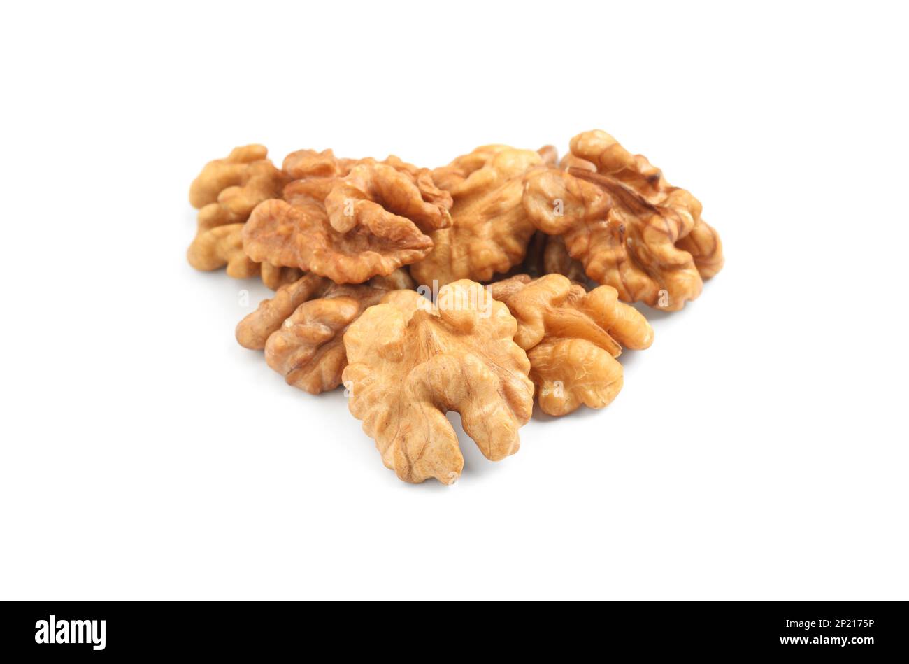 Pile of peeled walnuts on white background Stock Photo - Alamy