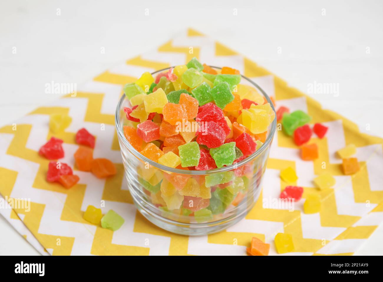 Mix of delicious candied fruits on table Stock Photo - Alamy