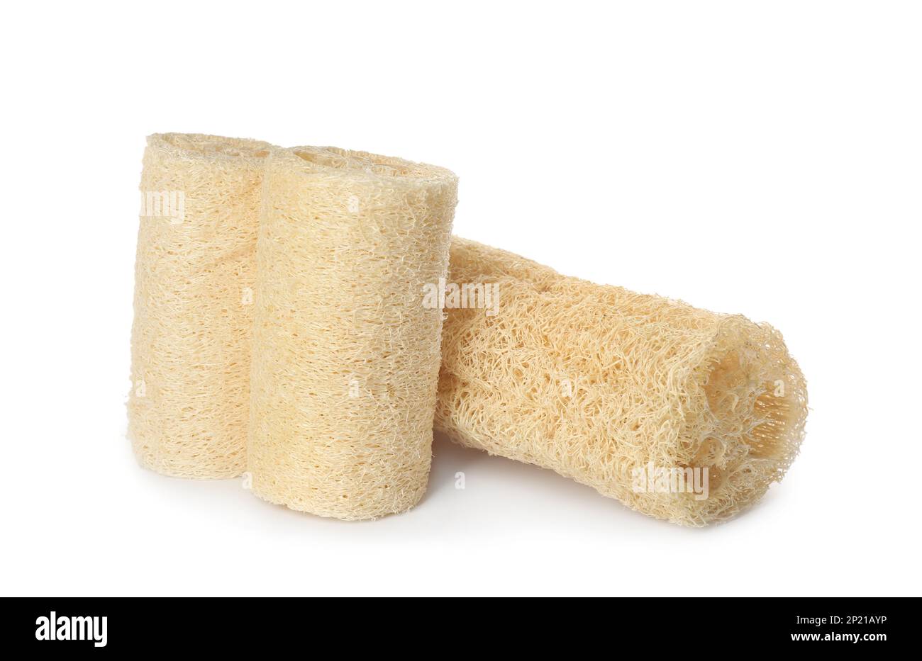 Group of natural loofah sponges isolated on white Stock Photo - Alamy