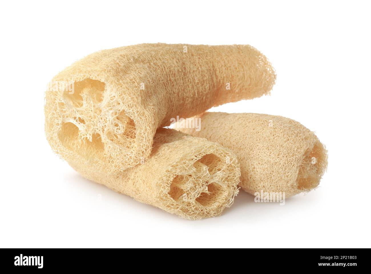 Group of natural loofah sponges isolated on white Stock Photo - Alamy