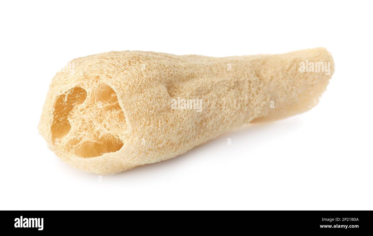 One natural loofah sponge isolated on white Stock Photo - Alamy