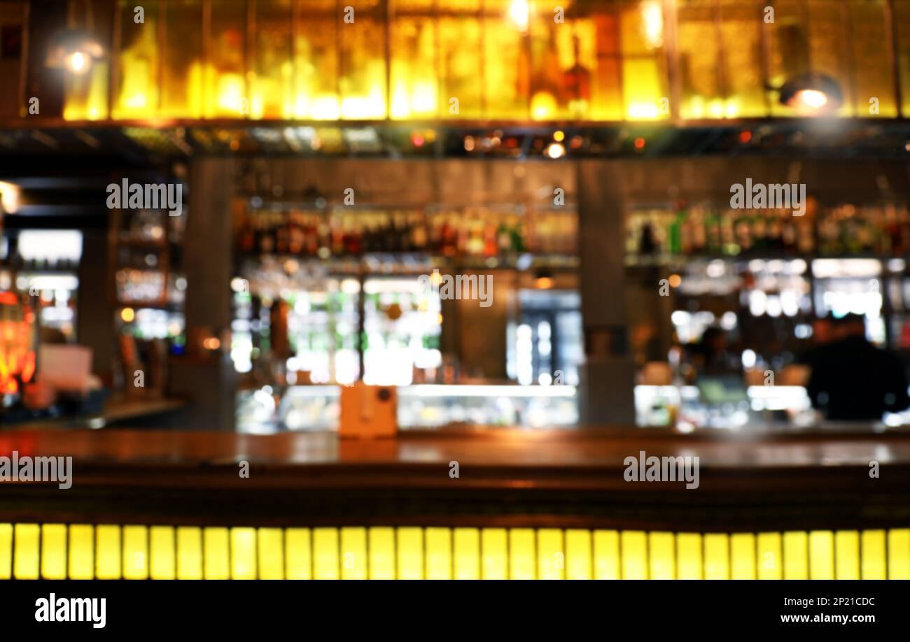 Blurred view of bar counter in cafe Stock Photo - Alamy